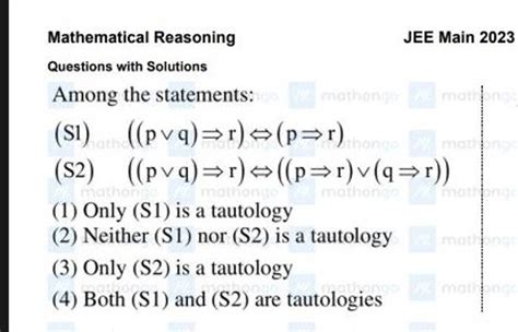 Mathematical Reasoning Jee Main 2023 Questions With Solutions Among The S
