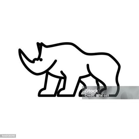 코뿔소 아이콘 로고 디자인 벡터 템플릿 그림 기호 및 기호 픽셀 완벽 기린에 대한 스톡 벡터 아트 및 기타 이미지 기린