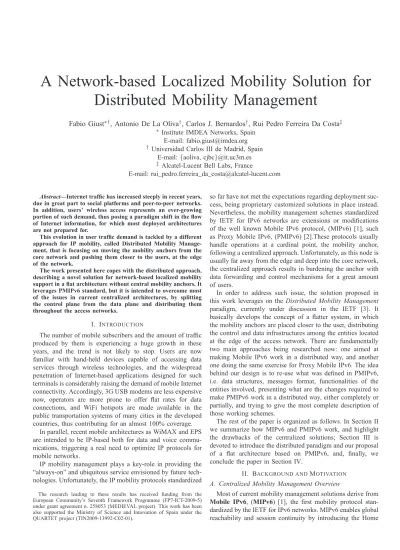 A Network Based Localized Mobility Solution For Distributed Mobility