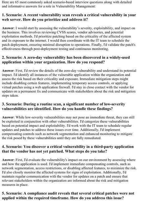 From Novice To Expert 65 Most Commonly Asked And Very Highly Valued Vulnerability Management