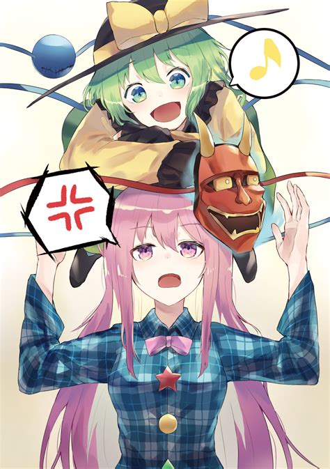 Safebooru 2girls D Absurdres Anger Vein Angry Arms On Head Blouse