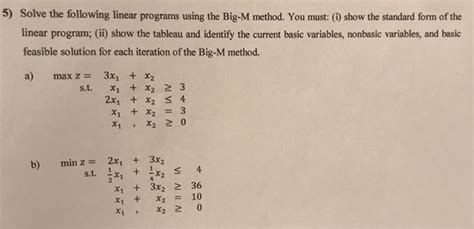 Solved 5 Solve The Following Linear Programs Using The