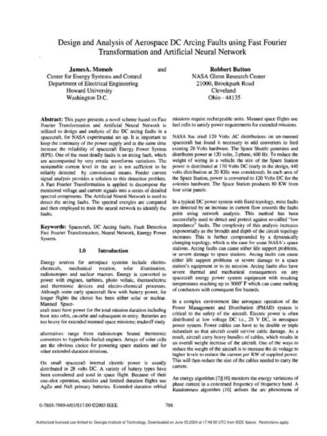 Design And Analysis Of Aerospace Arcing Faults Using Fast Fourier Transformation And Artificial