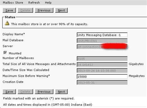 Solved Unity Connection This Mailbox Store Is At Or Over 90 Of Its