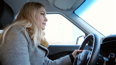 Young Blonde Girl Driving Car Daytime Stock Footage Video 100 Royalty