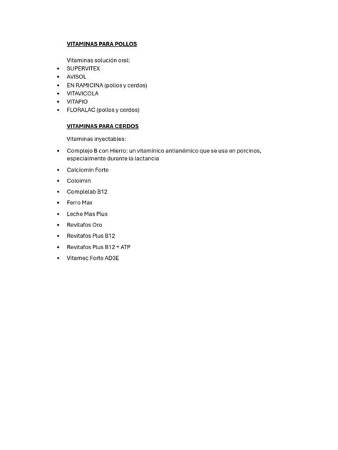 Listado De Vitaminas Pdf