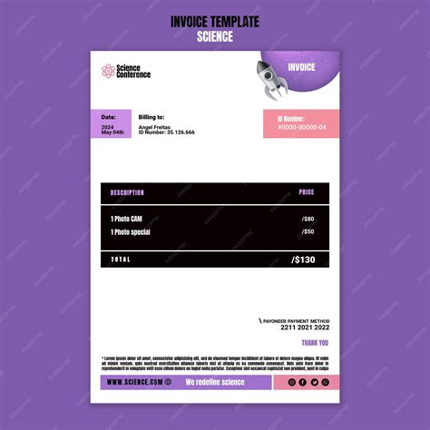 Premium Psd Gradient Science Research Invoice Template