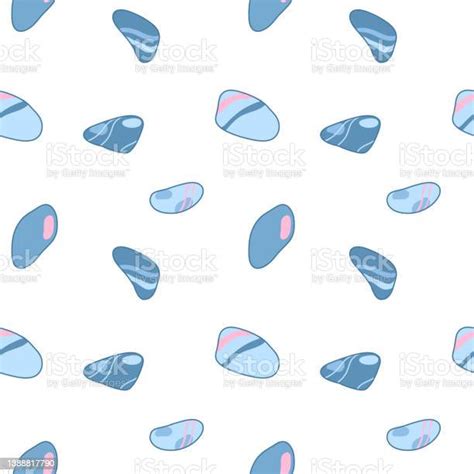 만화 스타일 돌 큐브 기하학적 모양의 바다 자갈이있는 벡터 패턴 Round Two에 대한 스톡 벡터 아트 및 기타 이미지 Round Two 개성 개념 광물질 Istock
