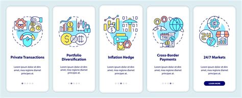 Cryptocurrency Advantages Onboarding Mobile App Screen Payments Walkthrough 5 Steps Graphic