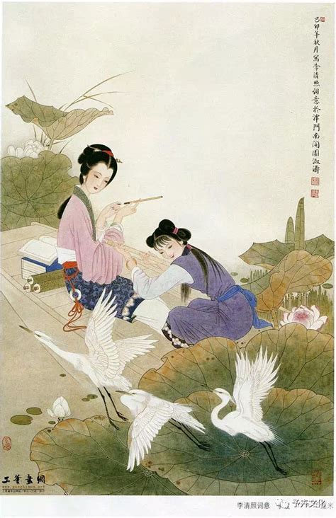 77 75CM 李清照 争渡 词意图 杨淑涛画