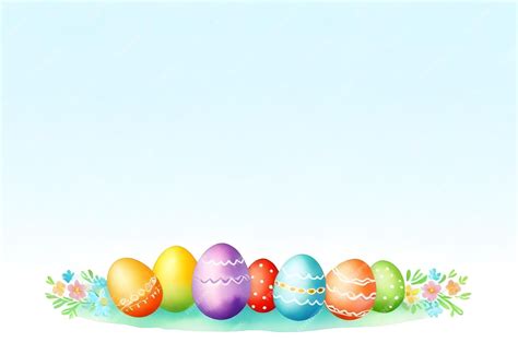 Premium Vector A Group Of Easter Eggs With A Blue Background