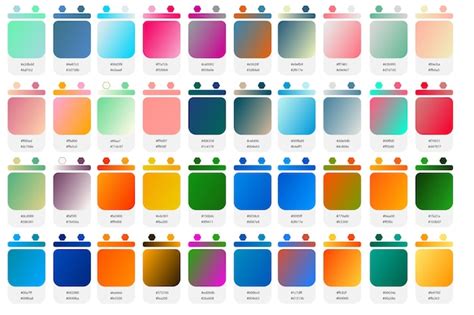 메가 세트 컬렉션 소프트 파스텔 그라디언트 팔레트 조합 프리미엄 벡터