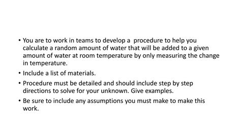 PPT Enthalpy Lab Design For Water Mixing Experiment PowerPoint Presentation ID