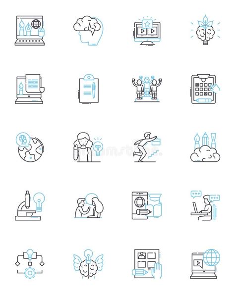 Electronic Learning Linear Icons Set E Learning Digital Online Virtual Remote Technology
