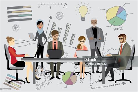 คนที่ทํางานกับการ์ตูนสไตล์แบนคอมพิวเตอร์ ภาพประกอบสต็อก ดาวน์โหลดรูปภาพตอนนี้ การทำงาน การ