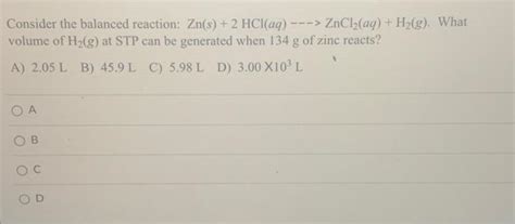 Solved Consider The Balanced Reaction Chegg