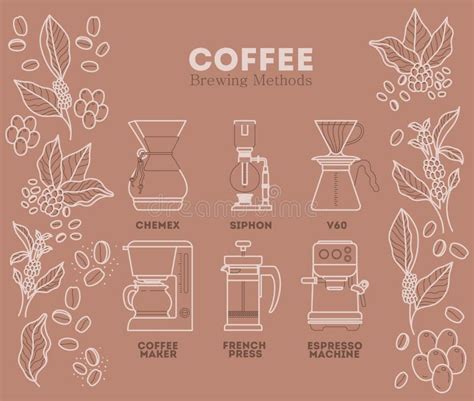 Coffee Brewing Methods Stock Vector Illustration Of Beverage