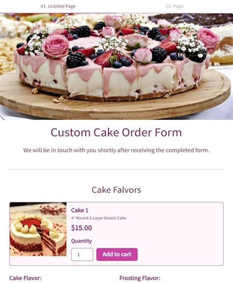 Cake Bakery Order Form Bakery Products Order Form Template Jotform
