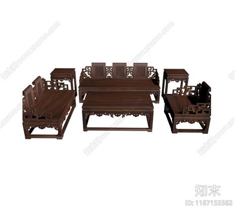 中式复古沙发组合 传统家具 福寿纹矮宝座六件 沙发3d模型下载 Id 1167155562 【知末网】