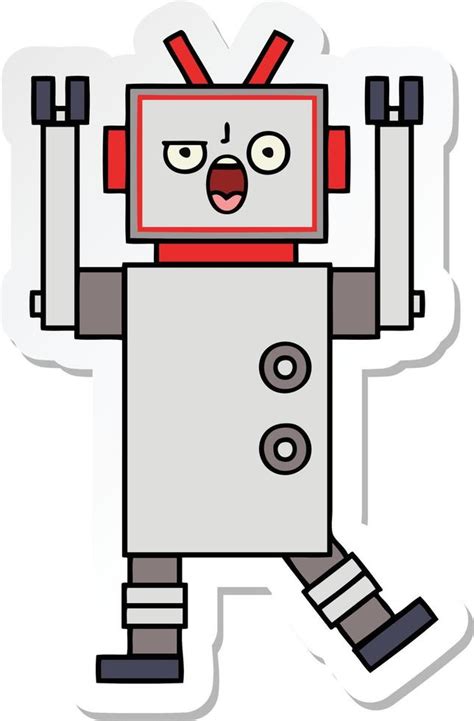 Sticker Of A Cute Cartoon Angry Robot 10638667 Vector Art At Vecteezy