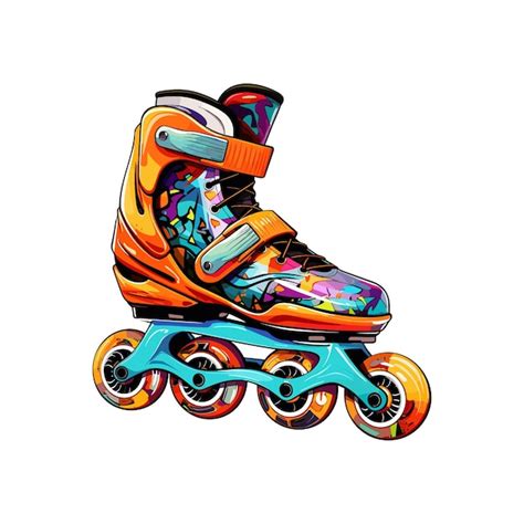 롤러 스케이트 다채로운 그림 프리미엄 벡터