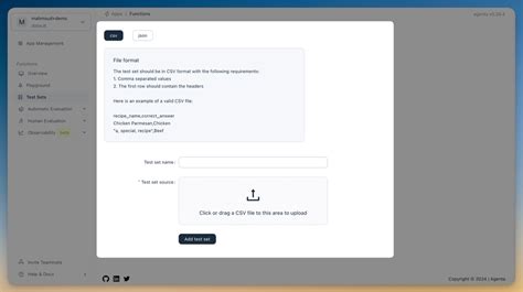 Create Test Sets Docs Agenta
