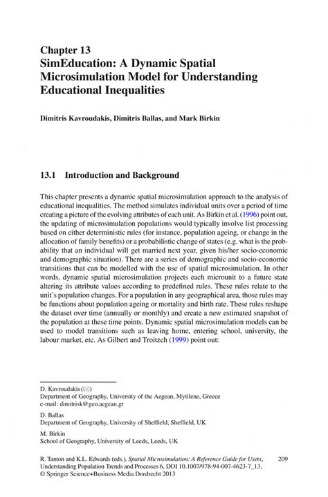 Pdf Simeducation A Dynamic Spatial Microsimulation Model For Understanding Educational