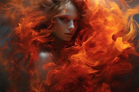 Premium AI Image Girl On Fire Closeup Of Fire Generative AI