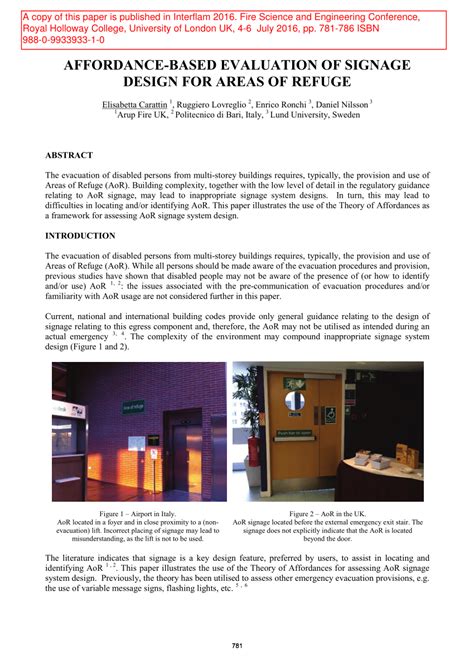 Pdf Affordance Based Evaluation Of Signage Design For Areas Of Refuge