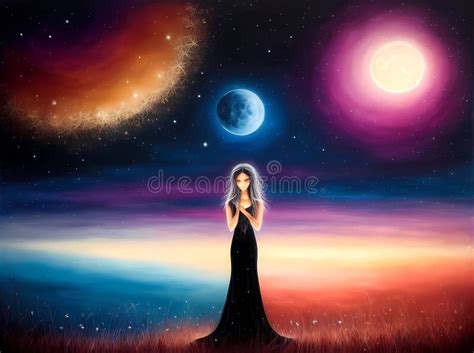 Under The Stellar Lights Scene Illustration Ai Generated Image Stock Illustration