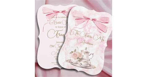 Bridal Shower Regency Party Pink Ribbon Invitation Zazzle