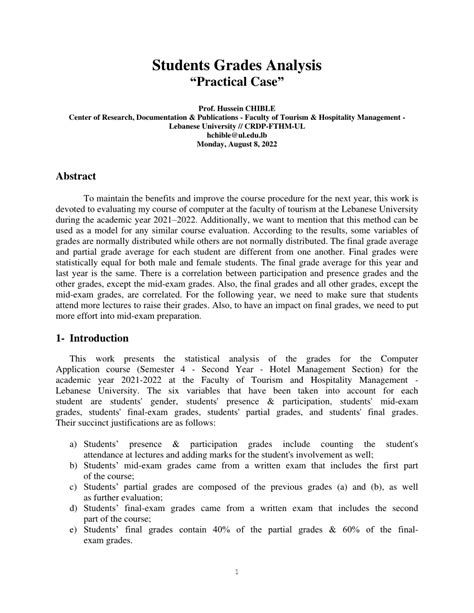 Pdf Students Grades Analysis Practical Case