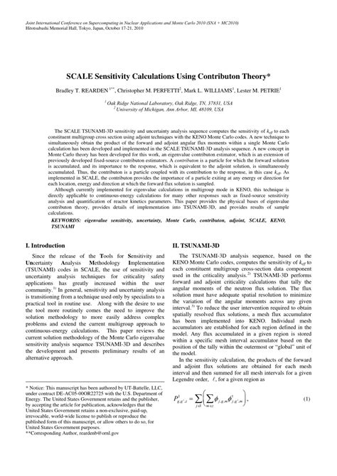 Pdf Scale Sensitivity Calculations Using Contributon Theory