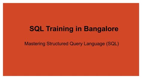 Sql Trainings In Inventateq Bangalore Ppt