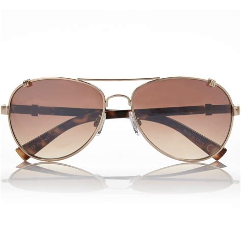River Island Brown Tortoise Shell Aviator Sunglasses In Brown Lyst
