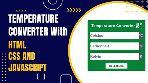 Build Temperature Converter Website With Html Css And Javascript Youtube