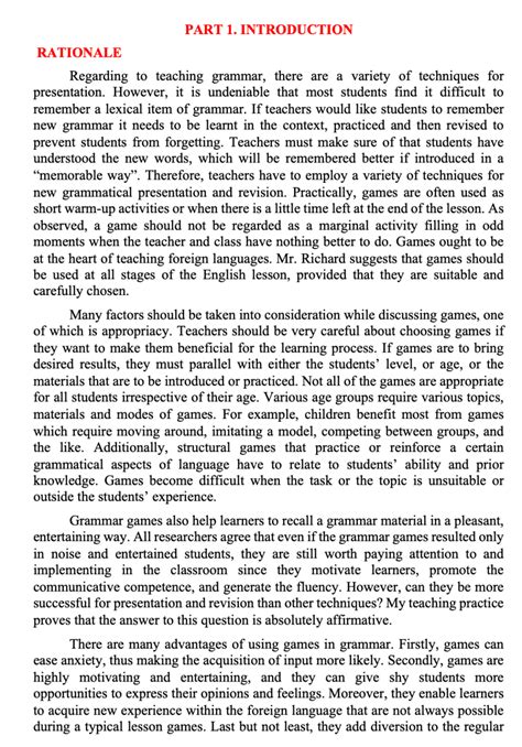 Skkn Effectiveness Of Using Games In Teaching Grammar To 10 Graders At Ethnic Boarding High School