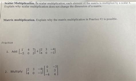 Solved Scalar Multiplication In Scalar Multiplication Each Chegg Com