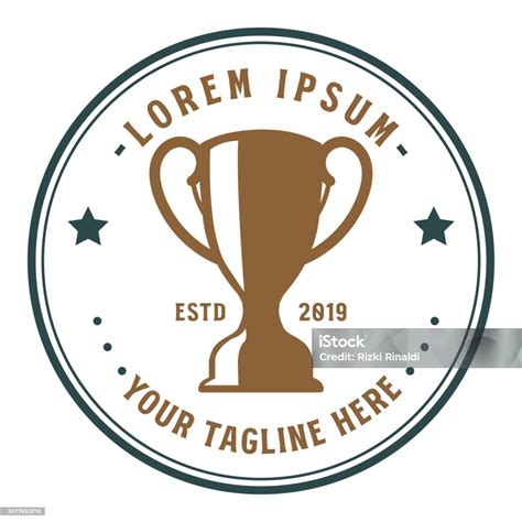 원형 빈티지 레트로 챔피언 트로피 컵 배지 엠블럼 라벨 스포츠 바 클럽 디자인 영감 Championship에 대한 스톡 벡터