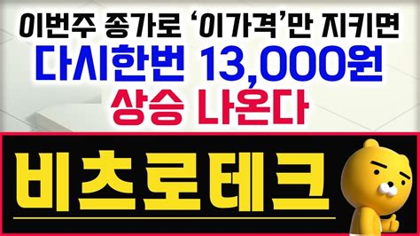 비츠로테크 이번주 종가로 이가격만 지키면 다시 한번 13000원 상승 나온다 비츠로테크 비츠로테크주가전망 비츠로테크