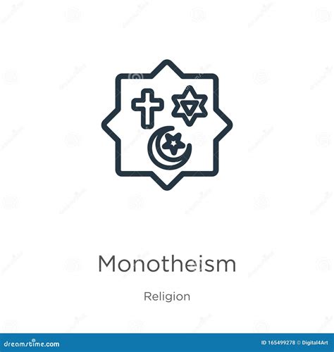 一神论图标 Thin Linear Monotheism Outline Icon Isolated On White Background From Religion Collection