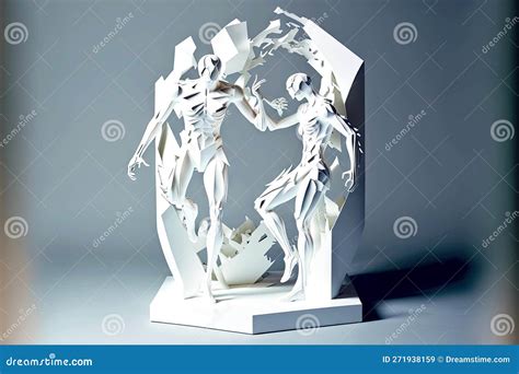 Strict Static Figures In 3d Art Abstract Installations Of White Color Stock Illustration