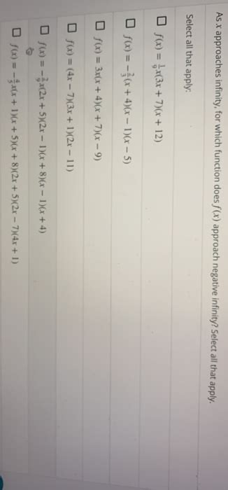Solved As X Approaches Infinity For Which Function Does