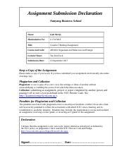 Assignment Declaration Form Doc Assignment Submission Declaration Babe Of Name Matriculation