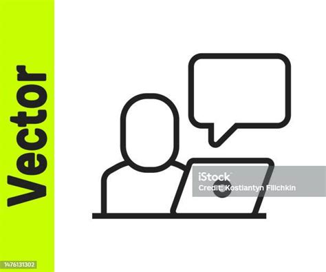 흰색 배경에 격리 된 블랙 라인 프리랜서 아이콘 프리랜서 남자는 자신의 집에서 노트북에서 작업 온라인 작업 먼 직업 개념 벡터 가공의 인물에 대한 스톡 벡터 아트 및 기타