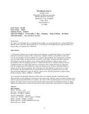 Macroeconomics Problem Set 2 GDP Calculation Course Hero