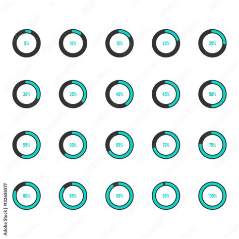 Modern Circle Progress Bar Icon Set Vector Illustration Stock Vector
