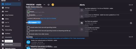 ET App Store Settings Plugins Pages Windows Xbox Emby Community