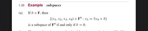 solved 1 35 example subspaces a if b∈f then
