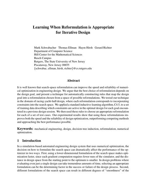 Pdf Learning When Reformulation Is Appropriate For Iterative Design